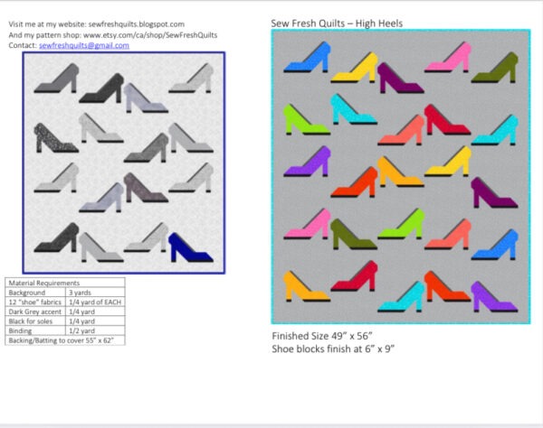 High Heel Shoe PDF Quilt Pattern Instant Download – Sew Fresh Quilts