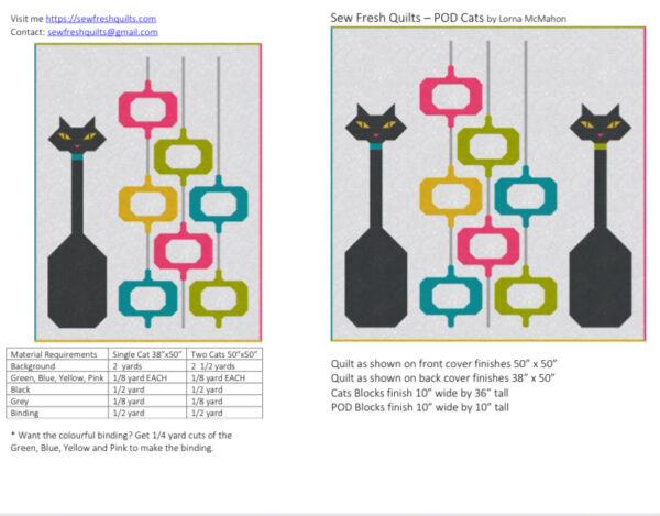 POD Cats Quilt Pattern, PDF, Instant Download – Sew Fresh Quilts