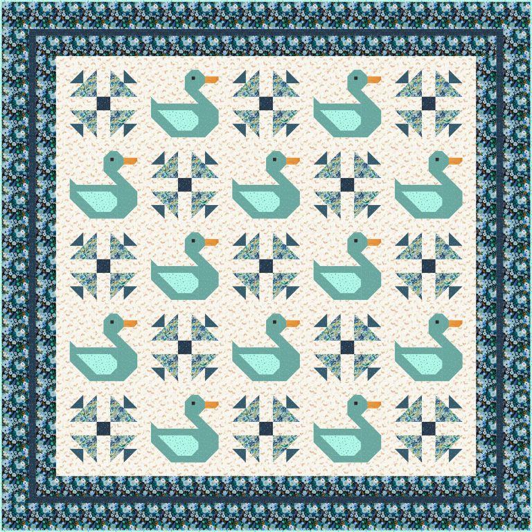 Ducks and Ducklings quilt finish