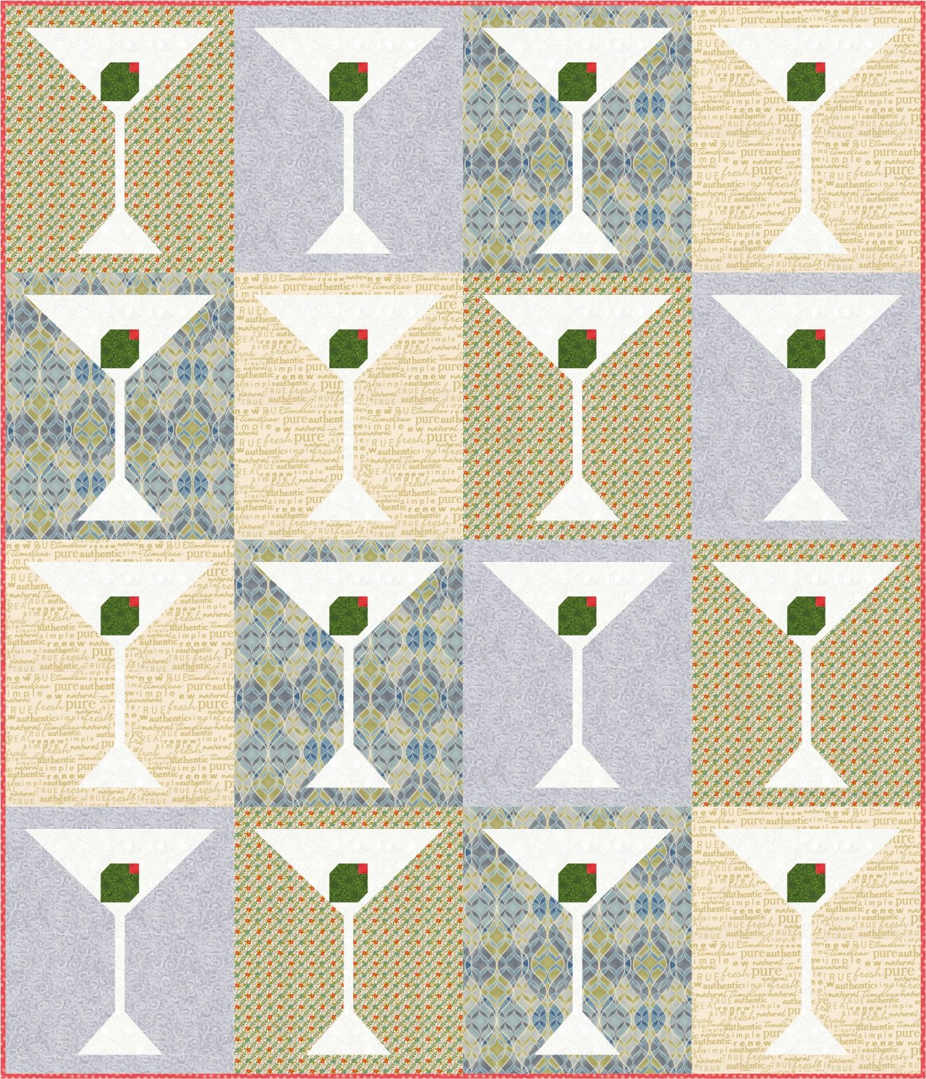 MaRTiNi Mid Century Modern Quilt Pattern, PDF, Instant Download