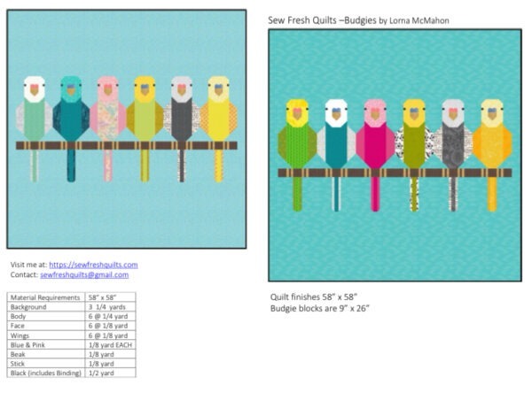 Budgie Birds – PDF Quilt Pattern Instant Download – Sew Fresh Quilts